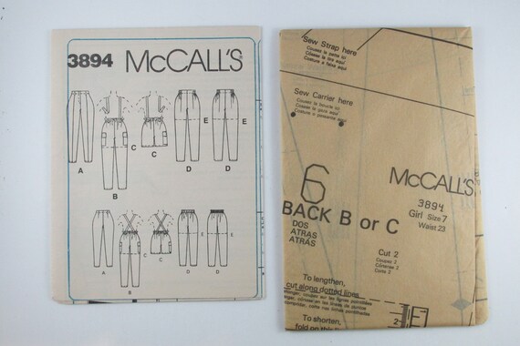Sewing McCall's 3894 Girl's Jodhpurs Pants & Shorts and Suspenders ...