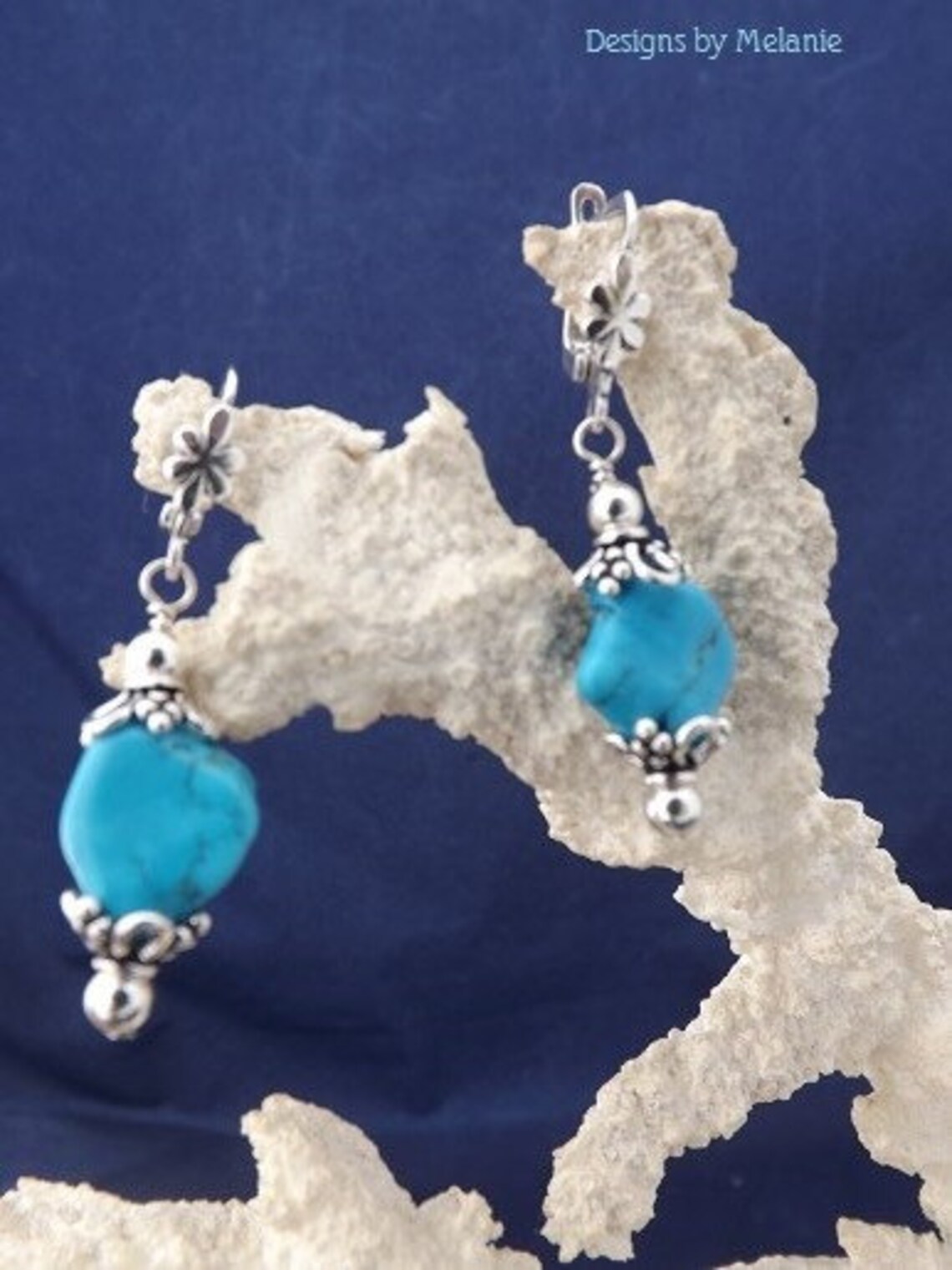 Juego de collar y aretes de turquesa china teñida de 18". - Etsy España