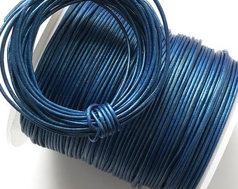 Blue leather cord | Etsy