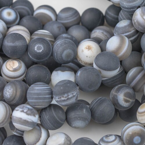 Natural Matt Banded Gray Agate High Quality in Matte Round - Etsy