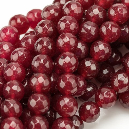 True Maroon Red JADE Faceted Round full Strand 15.5 Inch - Etsy