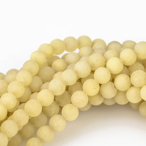 Pale Lemon Yellow Jade, High Quality in Matte Round, 6mm, 8mm, 10mm ...