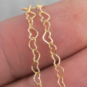 Gold Filled Heart Chain- Heart Chain 3.2mm - Bubble Heart Cable Chain ...