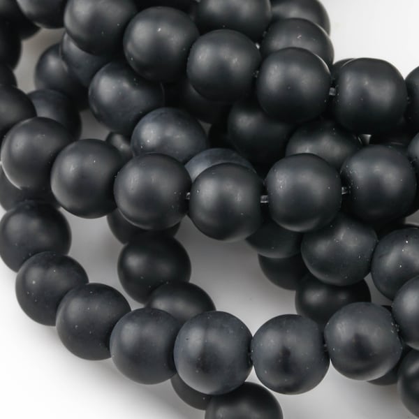 Matte Black Bead Bracelet - Etsy