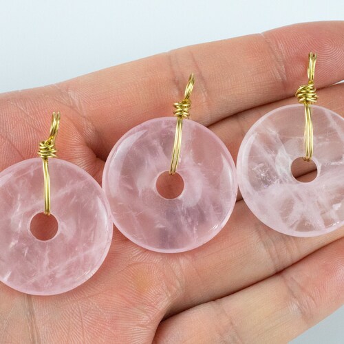 Made in USA Natural Rose Quartz Donut Pendant Circle Pi Stone - Etsy