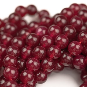 Maroon-jade Smooth Round- 6mm 8mm 10mm 12mm-full Strand 15.5 Inch ...