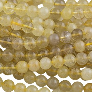 Natural Golden Rutile Quartz 4mm 6mm 8mm 10mm 12mm Round Gold Yellow ...