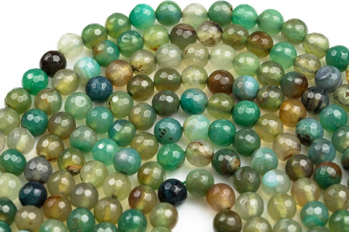 Green Rose Fire Agate- High Quality in Faceted Round- 4mm, 6mm, 8mm ...