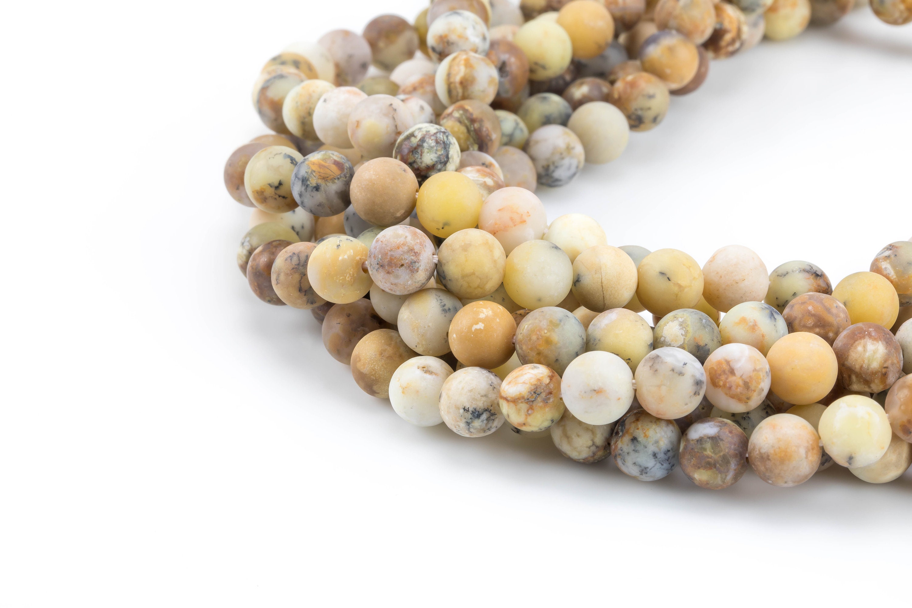 Natural Cream Dendrite Opal Beads - Matte Round - 6mm 8mm 10mm or 12mm ...