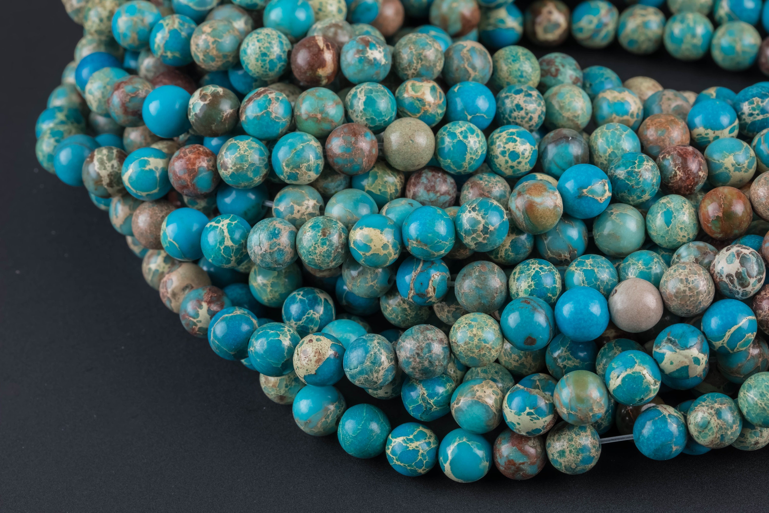 Aqua Blue AFRICAN Sea Sediment Jasper Smooth Round Sizes 4mm, 6mm, 8mm ...