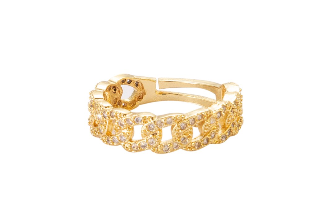 Curb Chain Ring in Gold Open Ring Adjustable Ring • Minimalist Ring ...