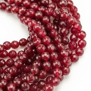 True Maroon Red - JADE Faceted Round -full Strand 15.5 Inch Strand, 4mm ...