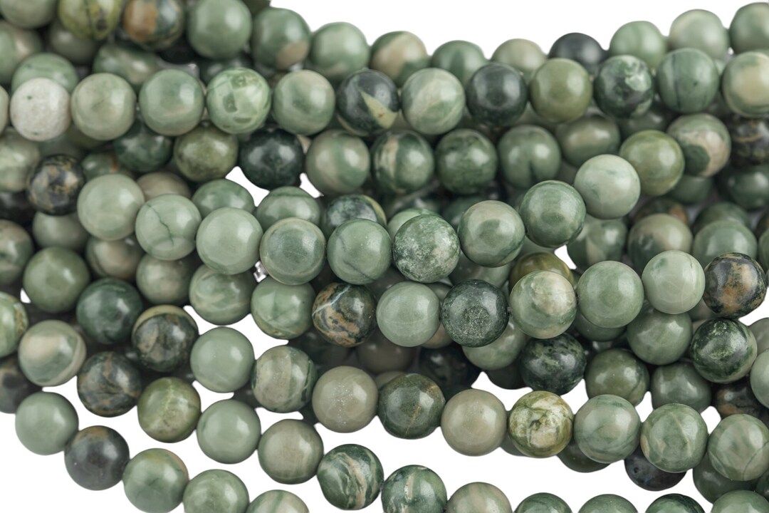 Natural Green Rainforest Jasper, High Quality in Round- Full 16 Inch ...