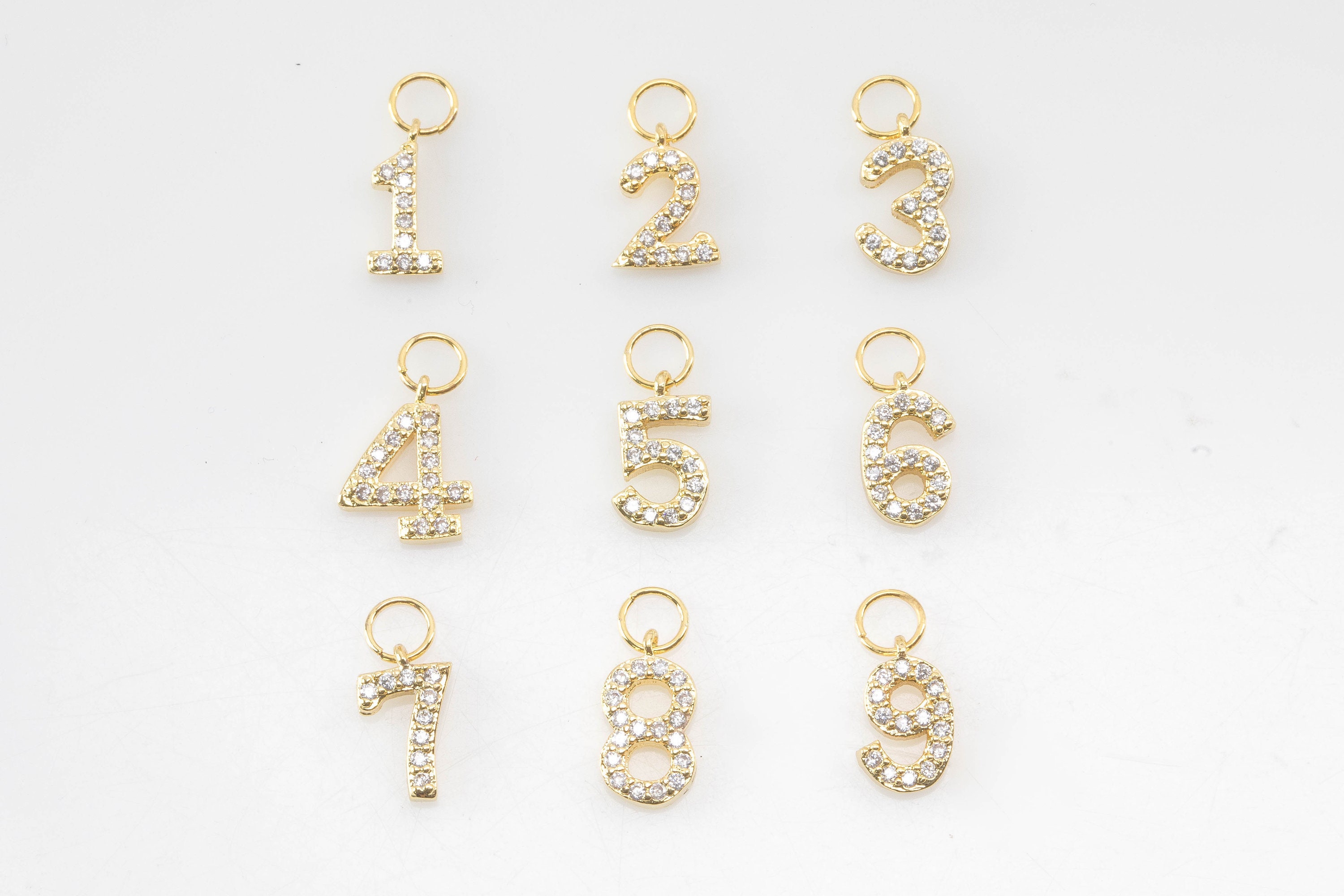 Initial Numbers Charms Gold Plated Very Dainty and High - Etsy
