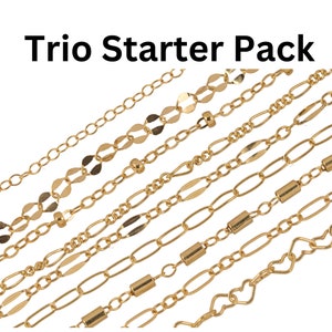Permanent Jewelry Trio Chain Starter Pack, Gold Filled Chain by the ...