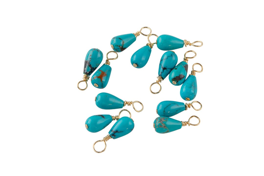 USA Gold Filled Natural Turquoise Charms Drop Pendant Handmade Approx ...
