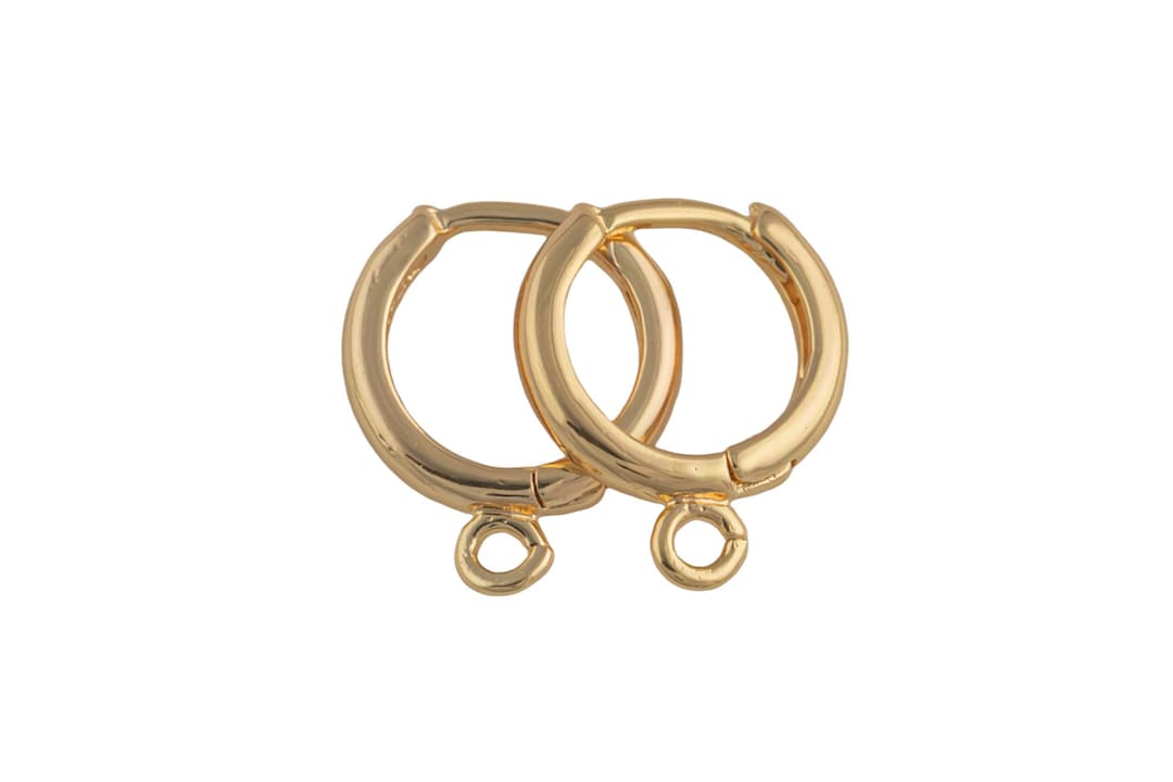 4 Pcs 14k GF Hoop Huggie One Touch W/ Open Link Lever Hoop Earring Making, 12mm, 14mm Earring ...