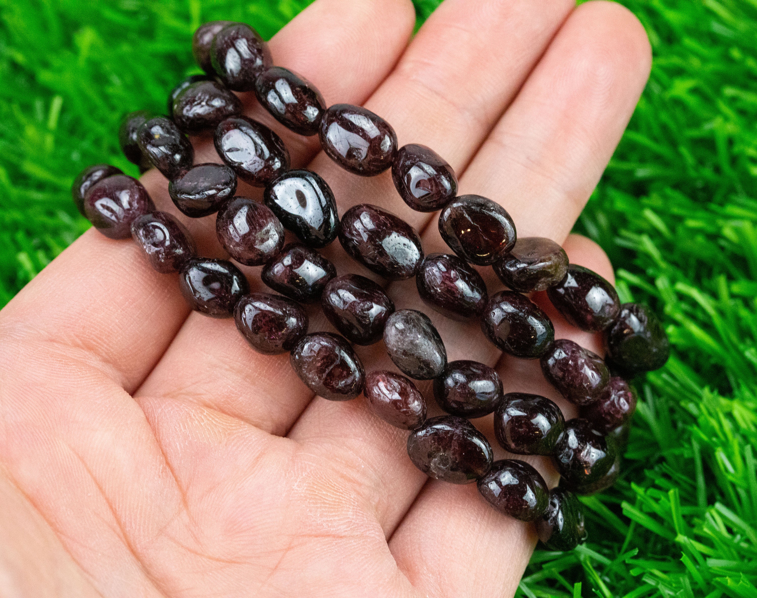 Red Garnet Stretchy String Oval Bracelet Natural Crystal Gemstone ...