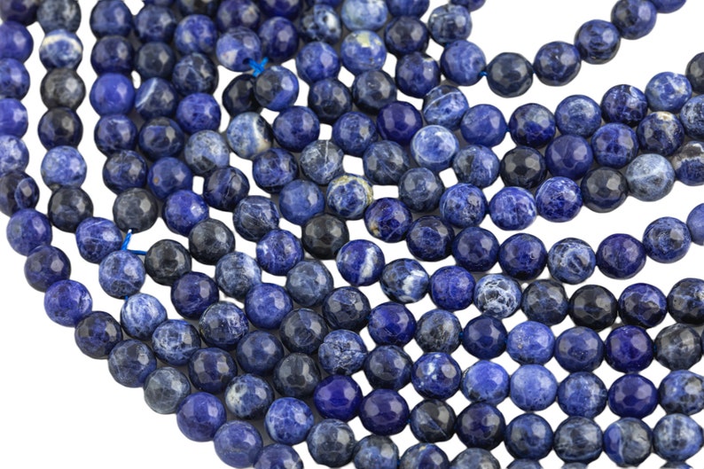 Natural Dark Blue Sodalite, High Quality in Faceted Round, -full Strand ...