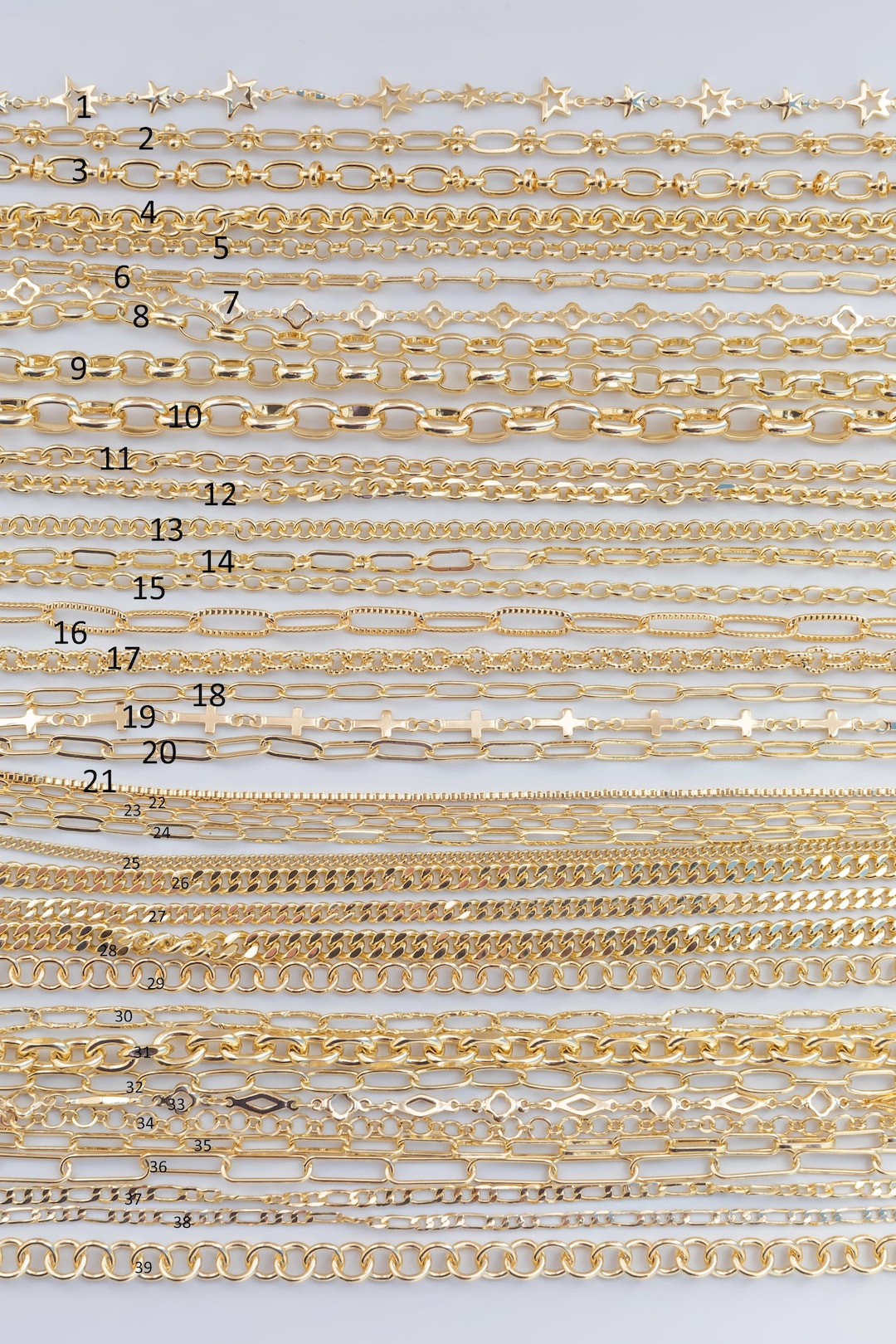 14k Gold PVD Plated Chain Large Assortment - Tarnish Resistant Popular ...