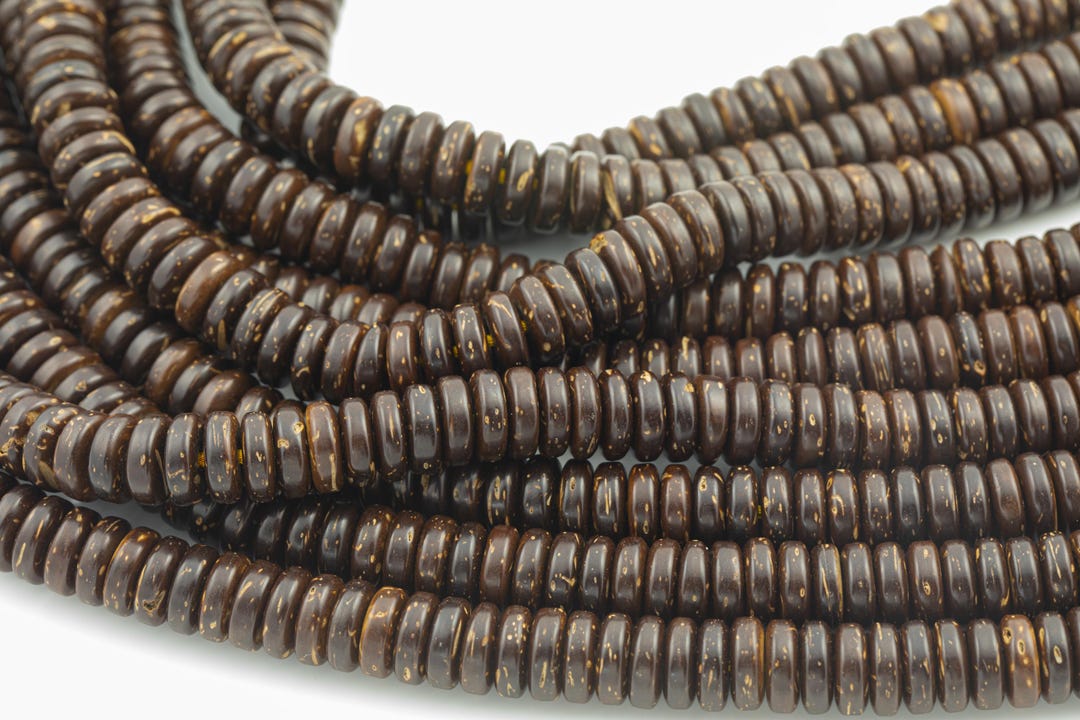 Natural Coconut Wood Flat Roundel Disc Shaped Beads With 1.5mm Holes ...