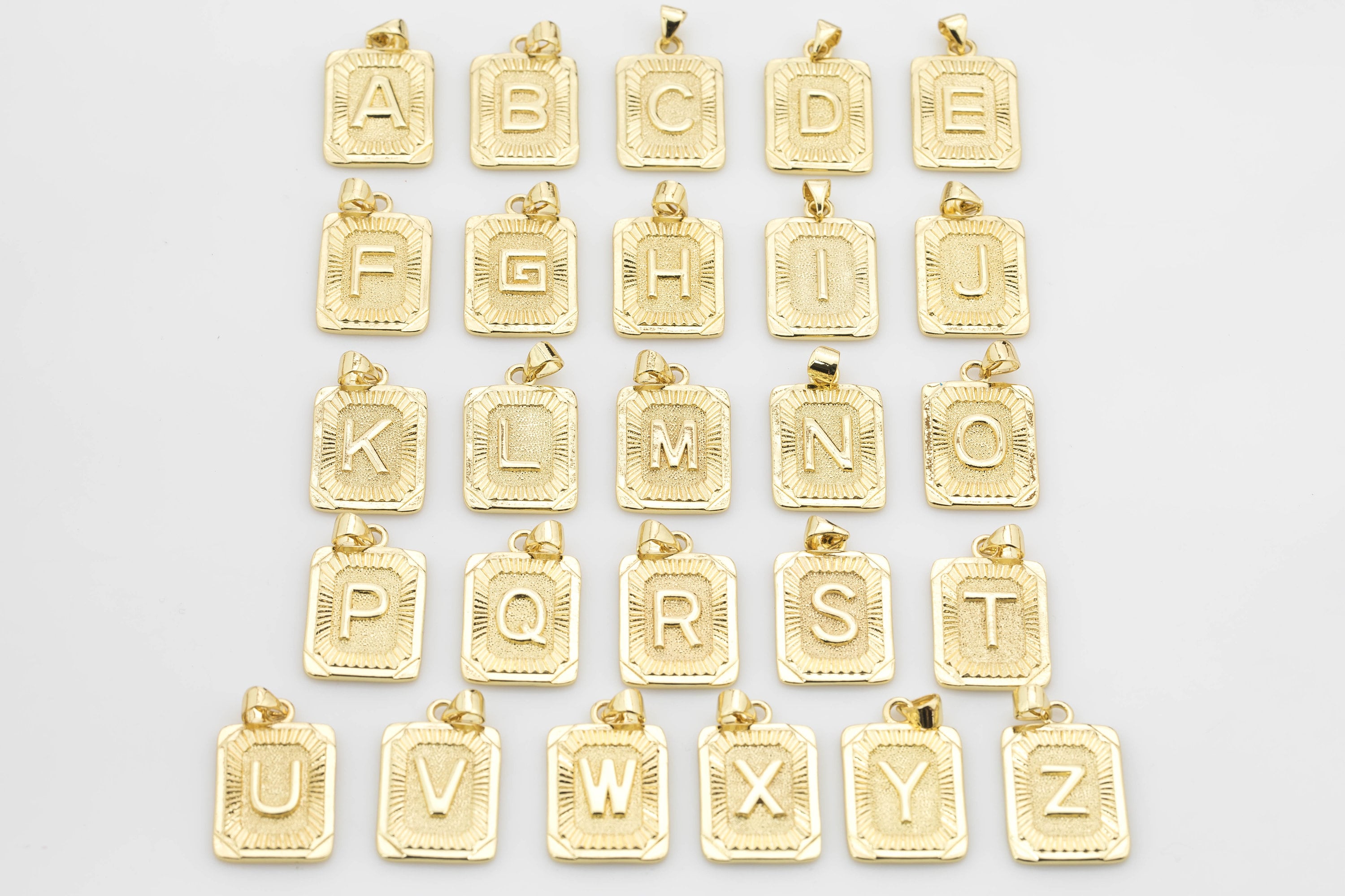 14k Gold Initial Tag Letter Charm A Z Alphabet Letter Drop - Etsy