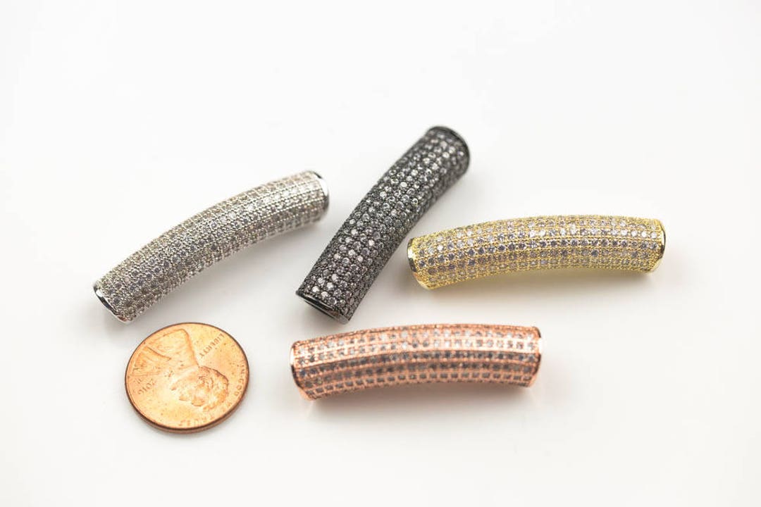 Cubic Zirconia Rhinestone Pave Bar Tubes 8-9x37mm Cz Tube - Etsy