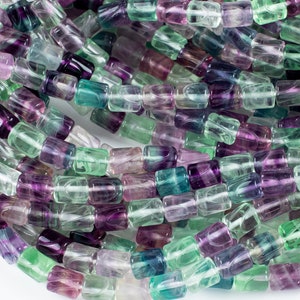 Natural Rainbow Fluoride Carved Barrel Full Strands-15.5 Inches-8x10mm ...