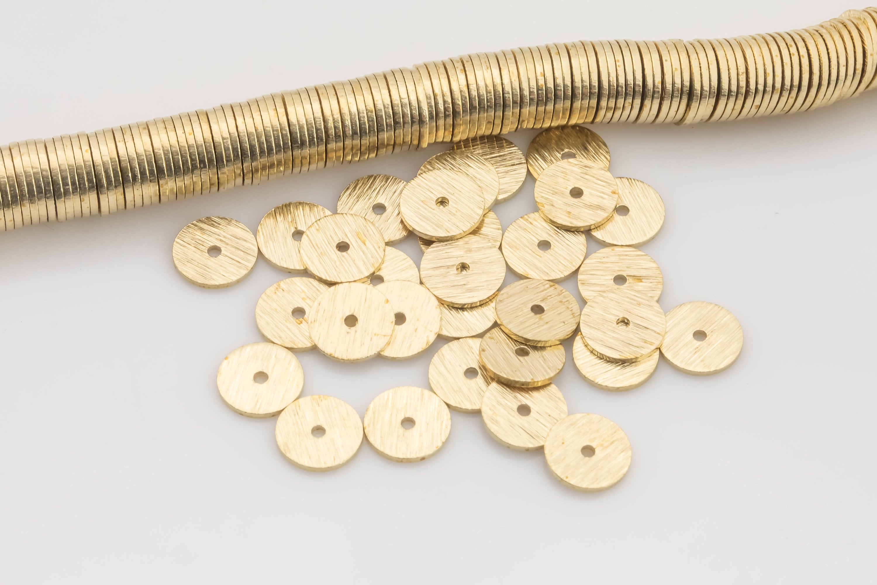 Solid Golden Brass Brushed Flat Disc Beads Spacers Brushed - Etsy