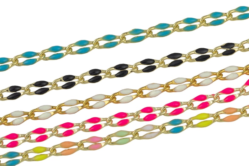 Dainty Multi Color Enamel Rolo Cable Paperclip Chain by Yard, Link ...