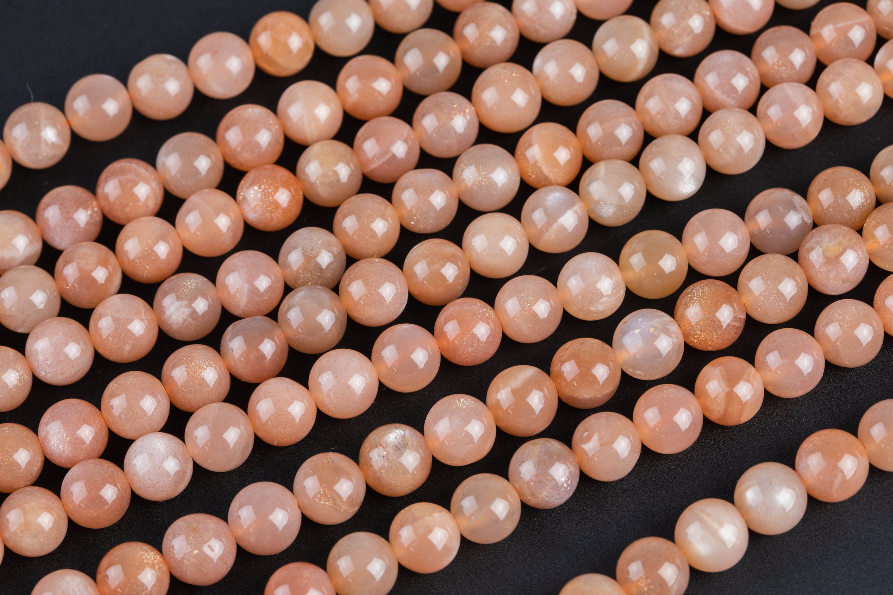 Pink Sunstone Moonstone Beads Smooth Round A Quality 4mm - Etsy