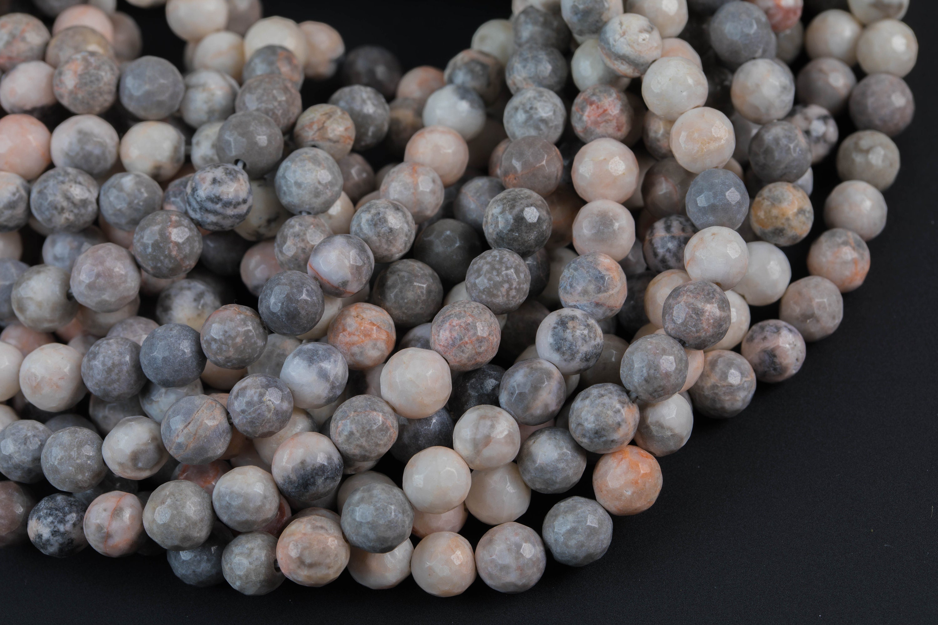 Natural Light Pink Zebra Jasper Beads Grade AAA Faceted Round- 4mm, 6mm ...