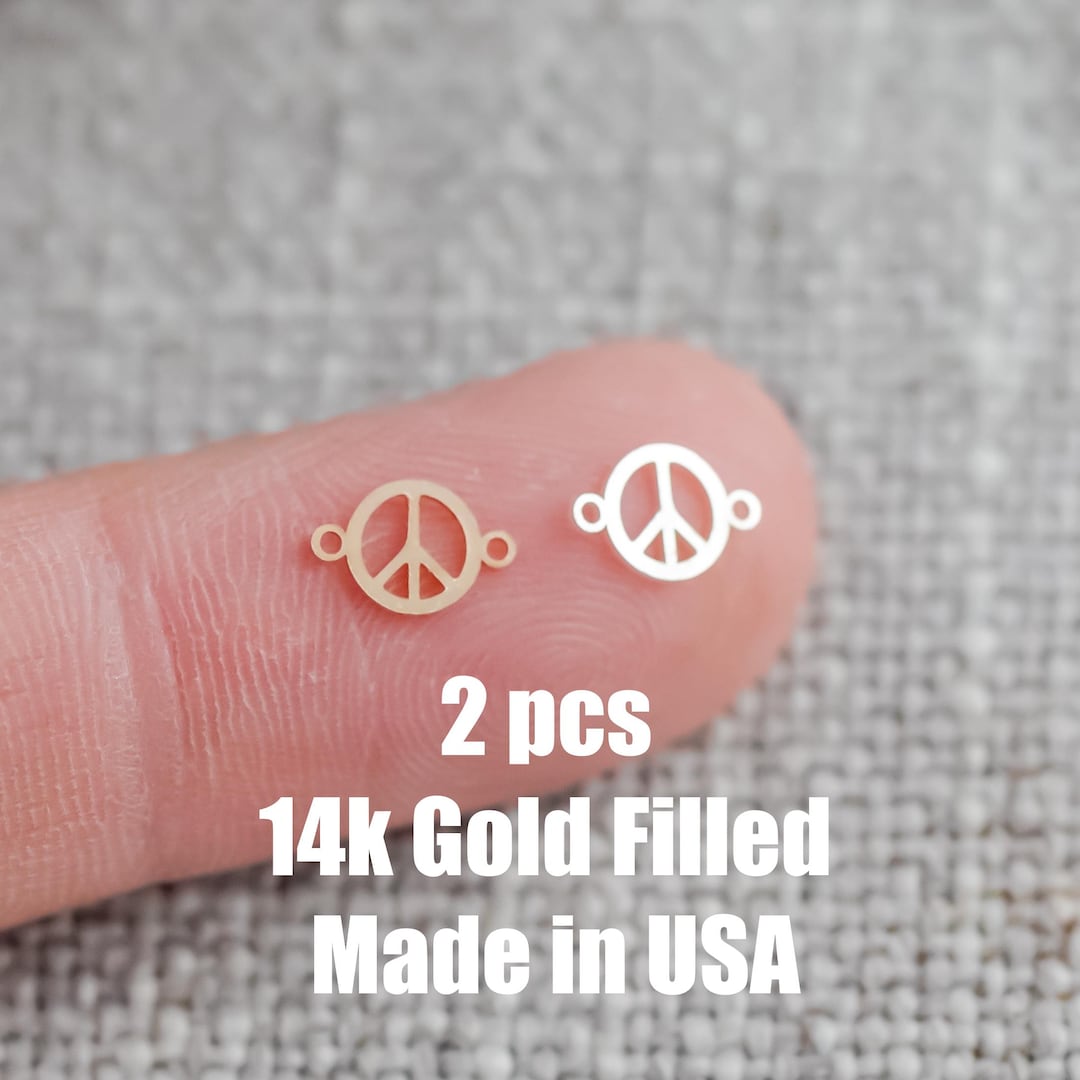 Peace Sign Connector 14k Gold Filled Permanent Jewelry Connectors 14kt ...