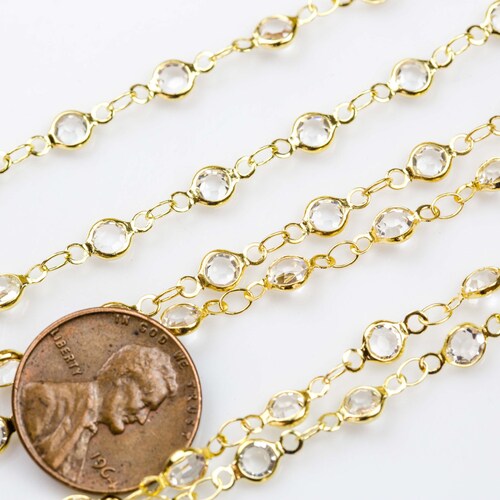 CZ Chain by the Yard Genuine Diamond Shape CZ Bezel Chain | Etsy