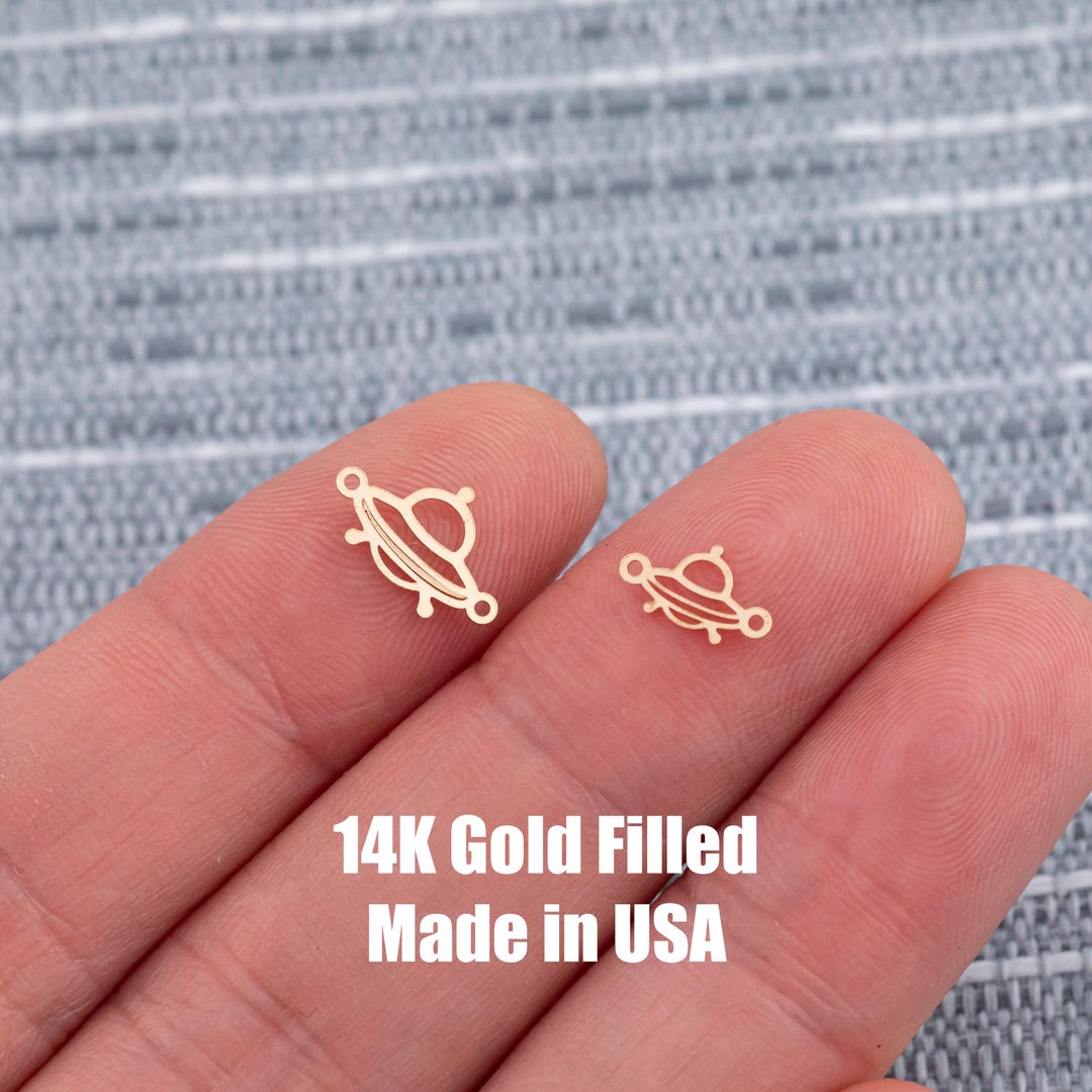 Space Ship UFO Connector - Tiny 14kt Gold Filled or Sterling Silver ...