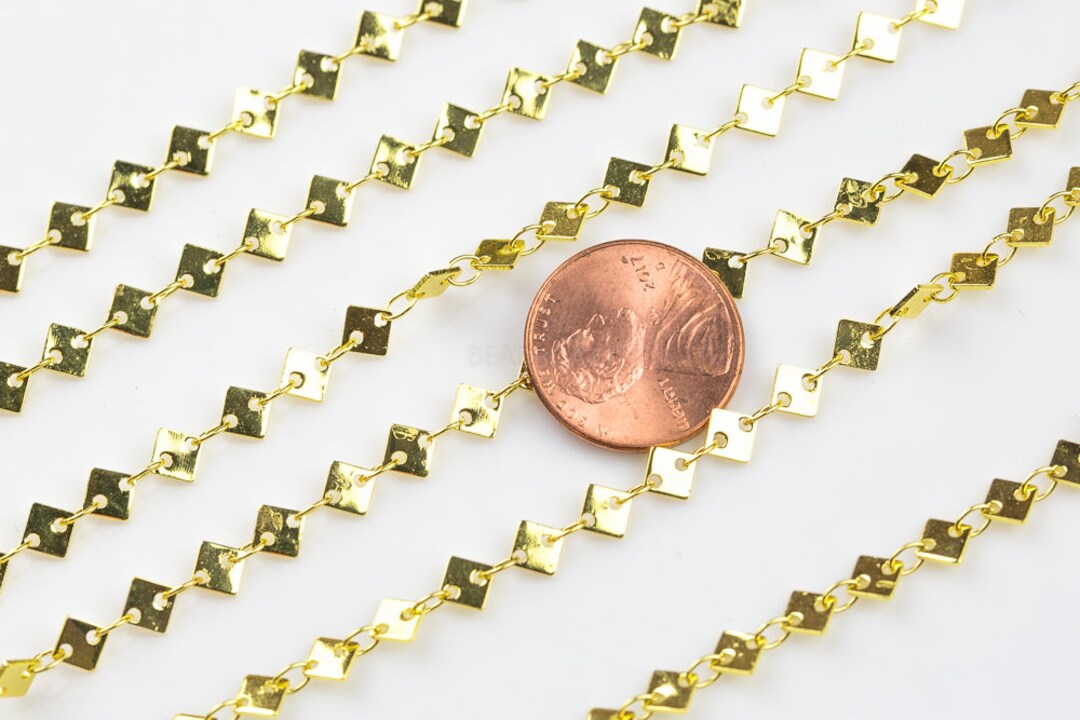 Square Chain Gold Plated Brass. High Quality 24 Karat Gold Plating. by ...