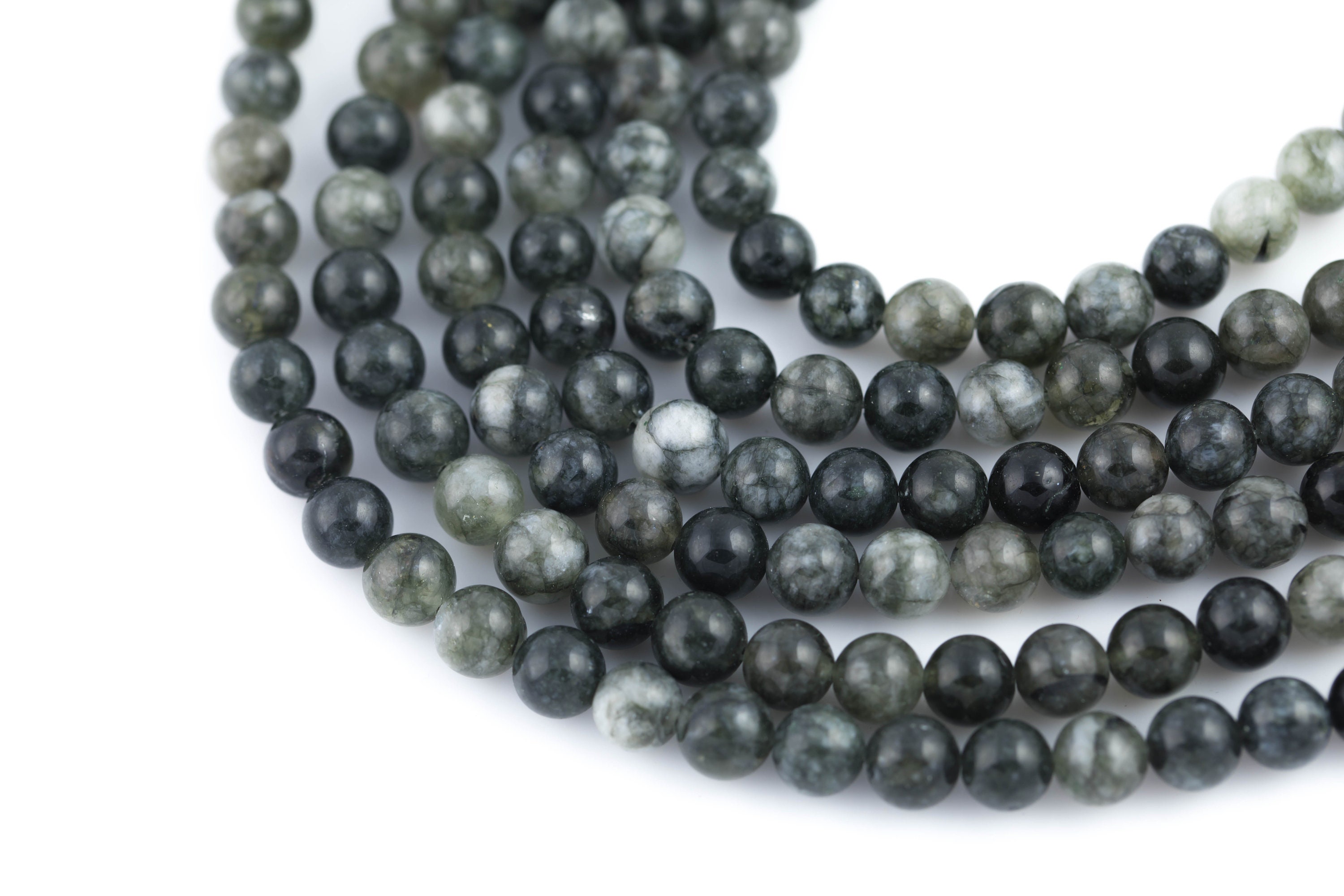 Cloudy Gray Jade, High Quality in Smooth Round-full Strand 15.5 Inch ...