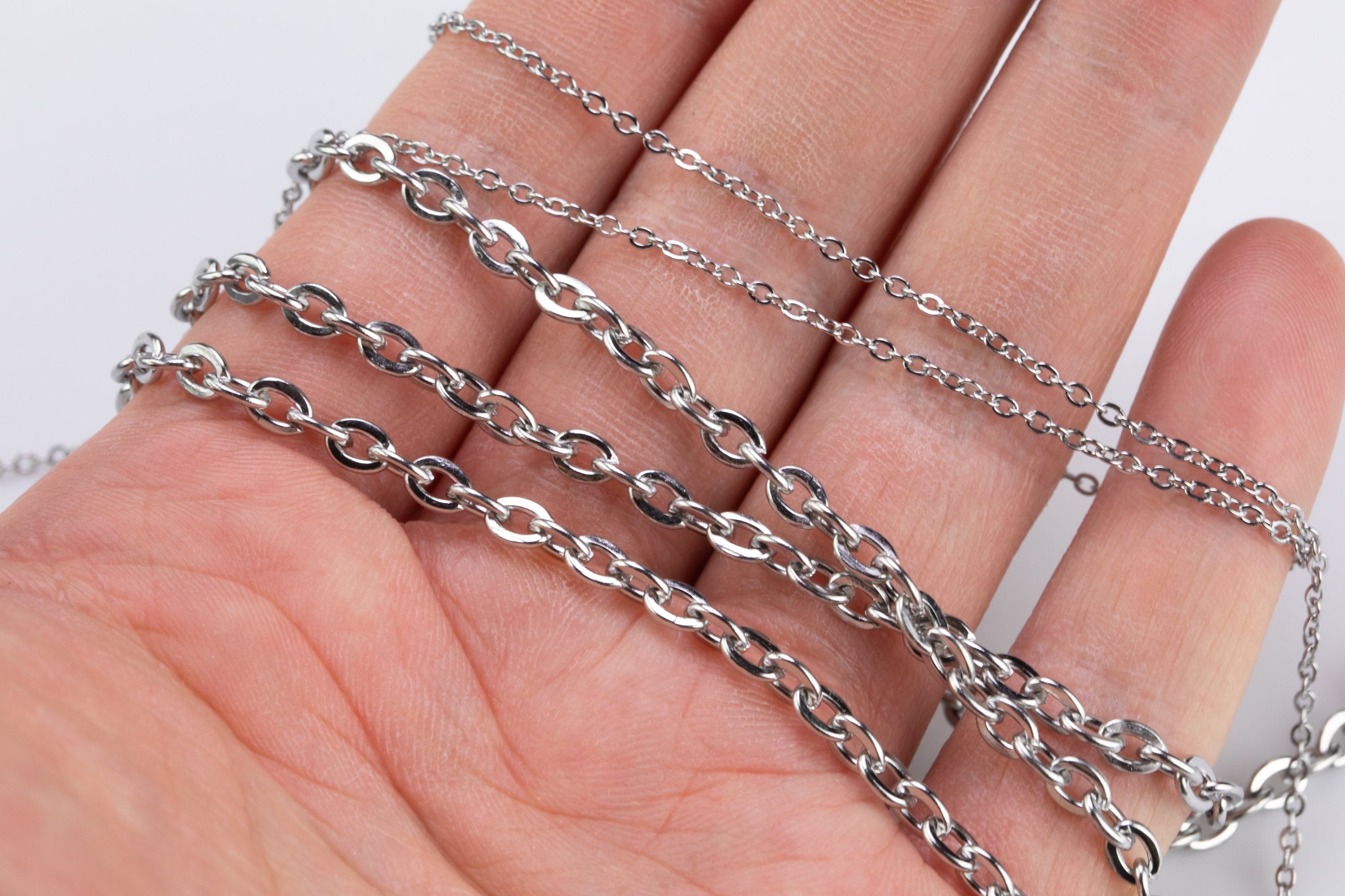 Whole Spool Stainless Steel Oval Flat Link Chain - Yard or Full Spool ...