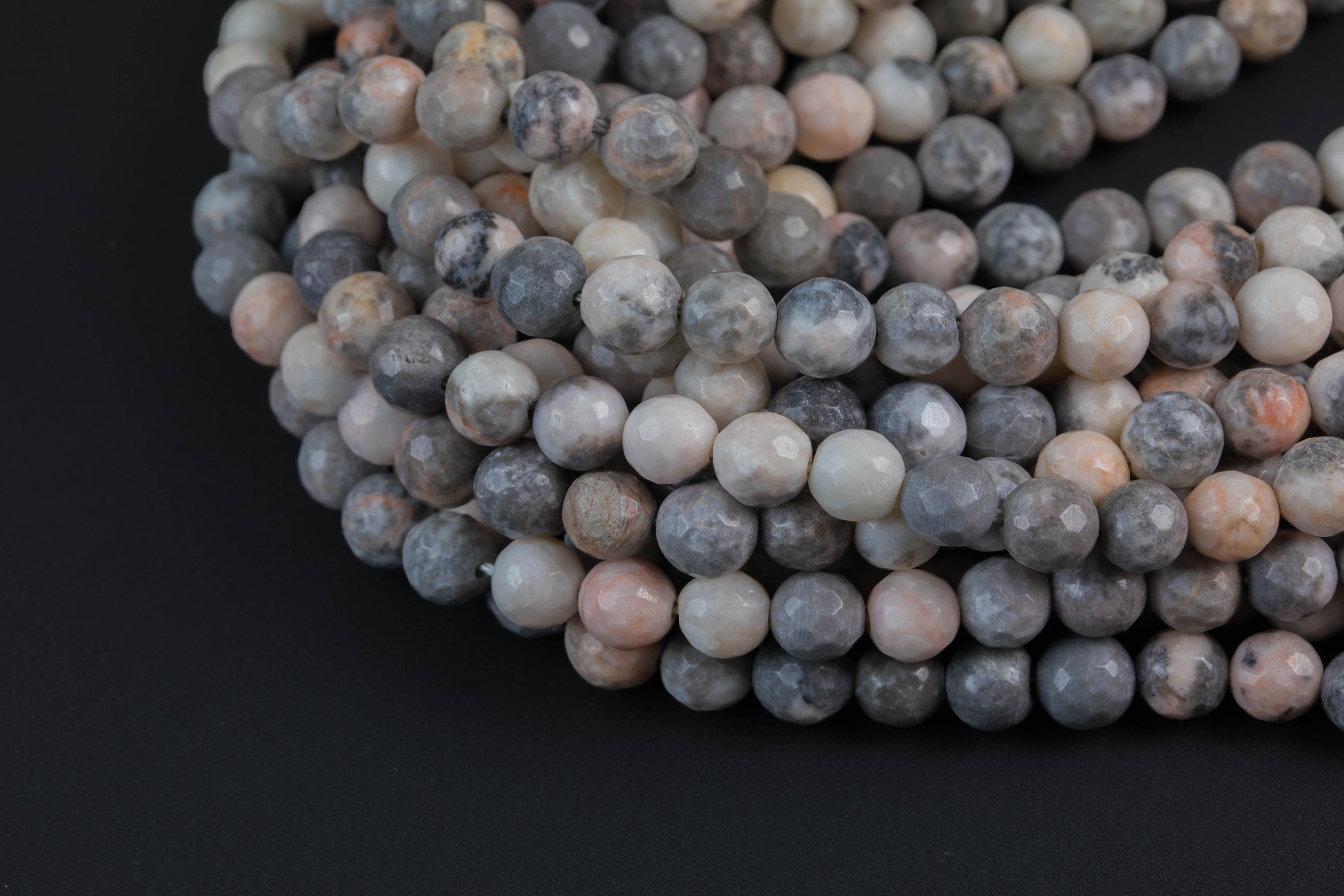 Natural Light Pink Zebra Jasper Beads Grade AAA Faceted Round- 4mm, 6mm ...