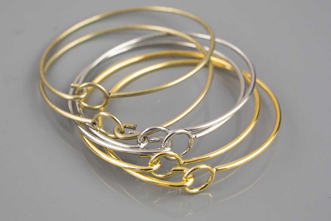 5 PCS Bangle Loop and Clasp Bangle Bracelet - Gold, Silver, or Antique ...