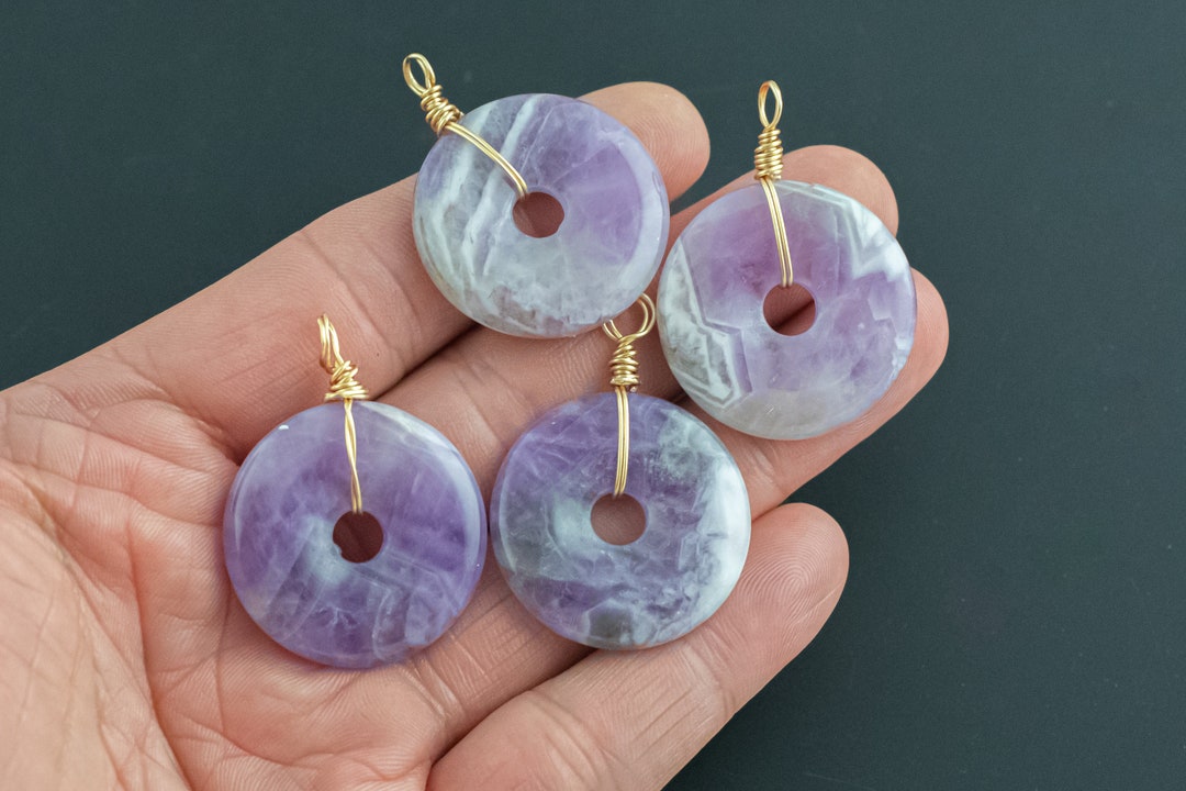 Wrapped Amethyst Donut Circle Pi Stone Pendant - Etsy
