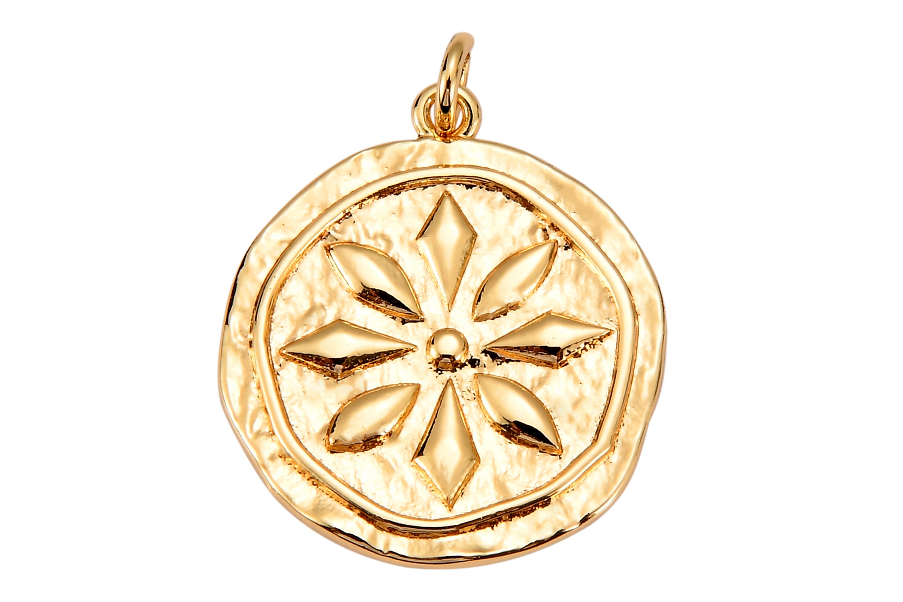 2pc Rustic Coin Charm 14k Gold Coin Pendant Medallion Charms - Etsy