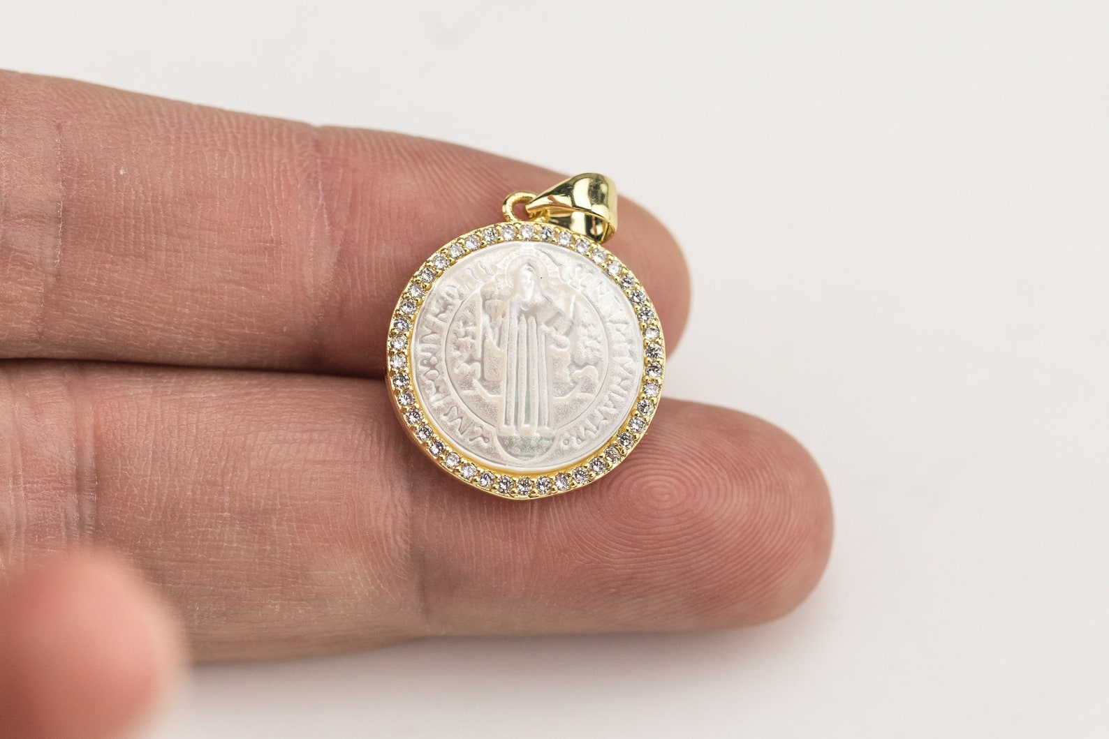 Mother of Pearl Saint Jude Santa Judes Coin Pedant - Natural Mother of ...