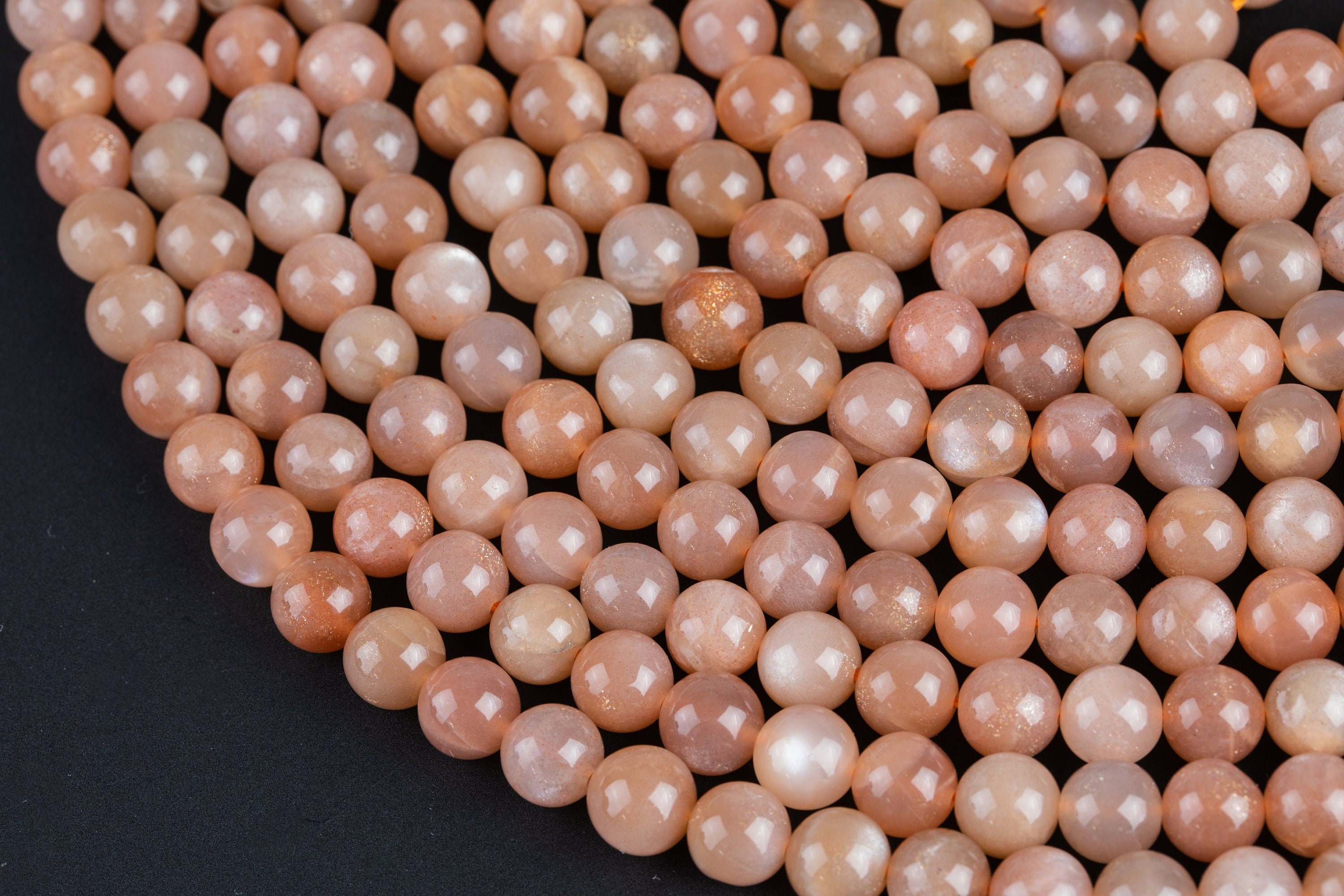 Pink Sunstone Moonstone Beads Smooth Round - A Quality - 4mm, 8mm, 10mm ...