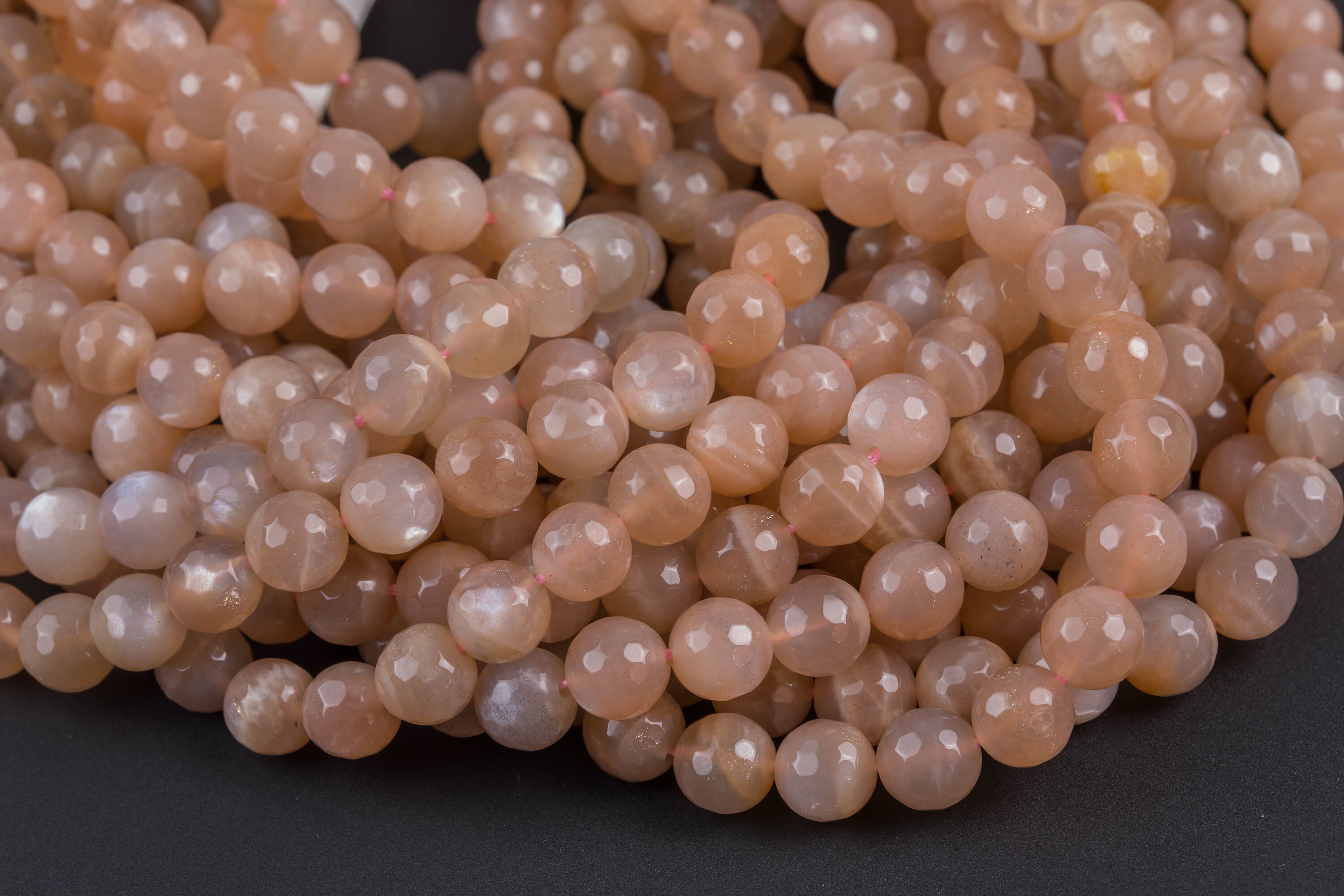 Natural Light Peach Multi Colored Moonstone AAA Quality Faceted With a ...