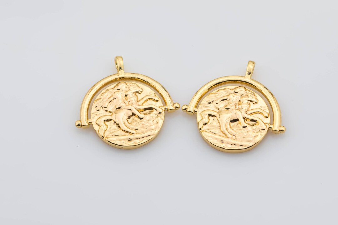 4pcs 14k Gold Ancient Coin Charms Dainty Greek Roman Charms, Olympus ...