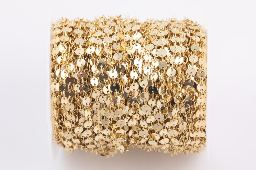 14k Gold PVD Ion Plated Coin Sequin Chain Chains 4mm 6mm - Tarnish ...