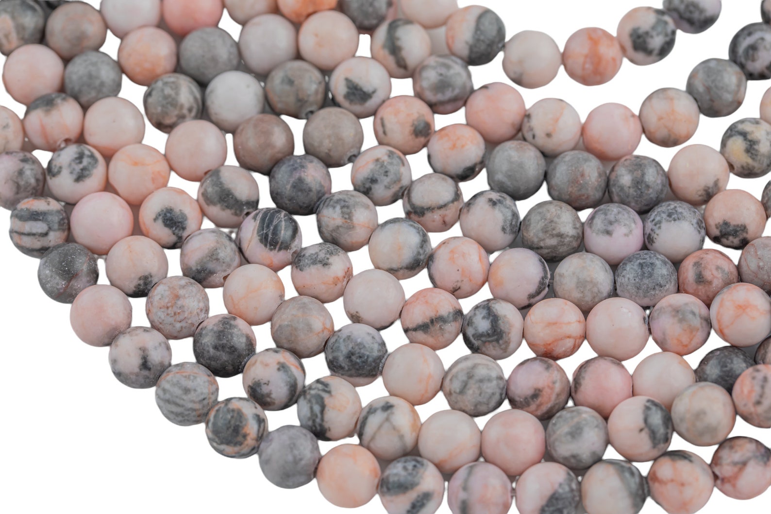 Natural Light Pink Zebra Jasper Beads Grade AAA in Round-full Strand 15 ...
