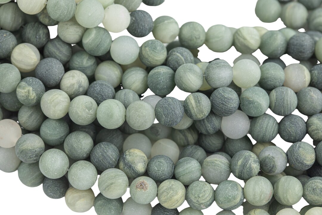 Natural Green Rutilated Quartz Grade AAA Matte Round 6mm, 8mm, 10mm ...