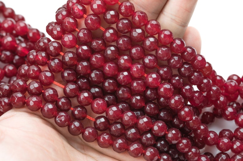 Maroon Jade Faceted Round Beads 4mm 6mm 8mm 10mm 12mm - Single or Bulk ...
